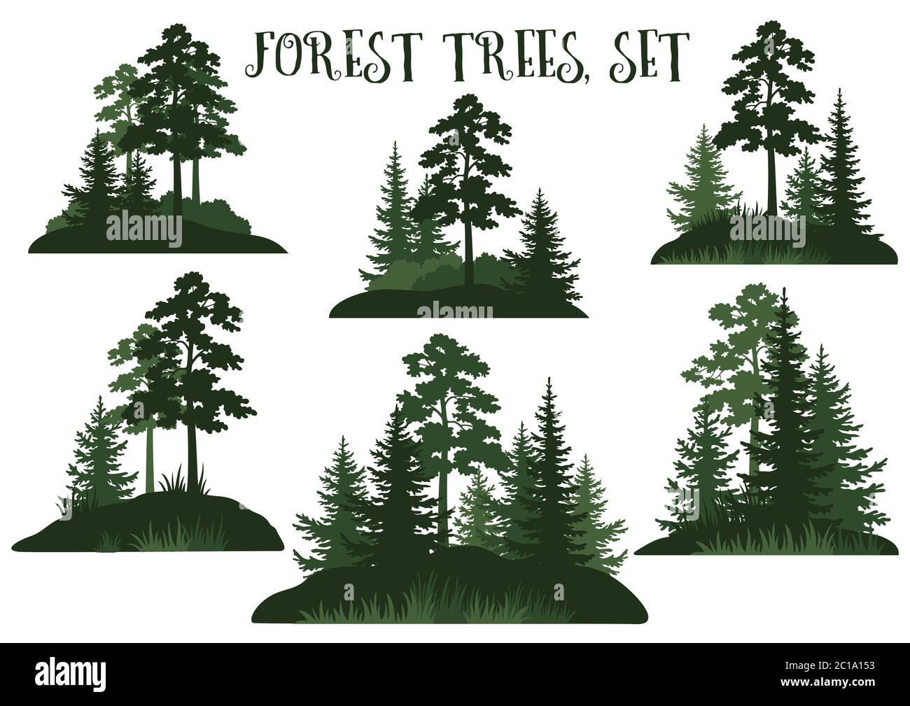 Landscapes with Trees Silhouettes Stock Photo - Alamy