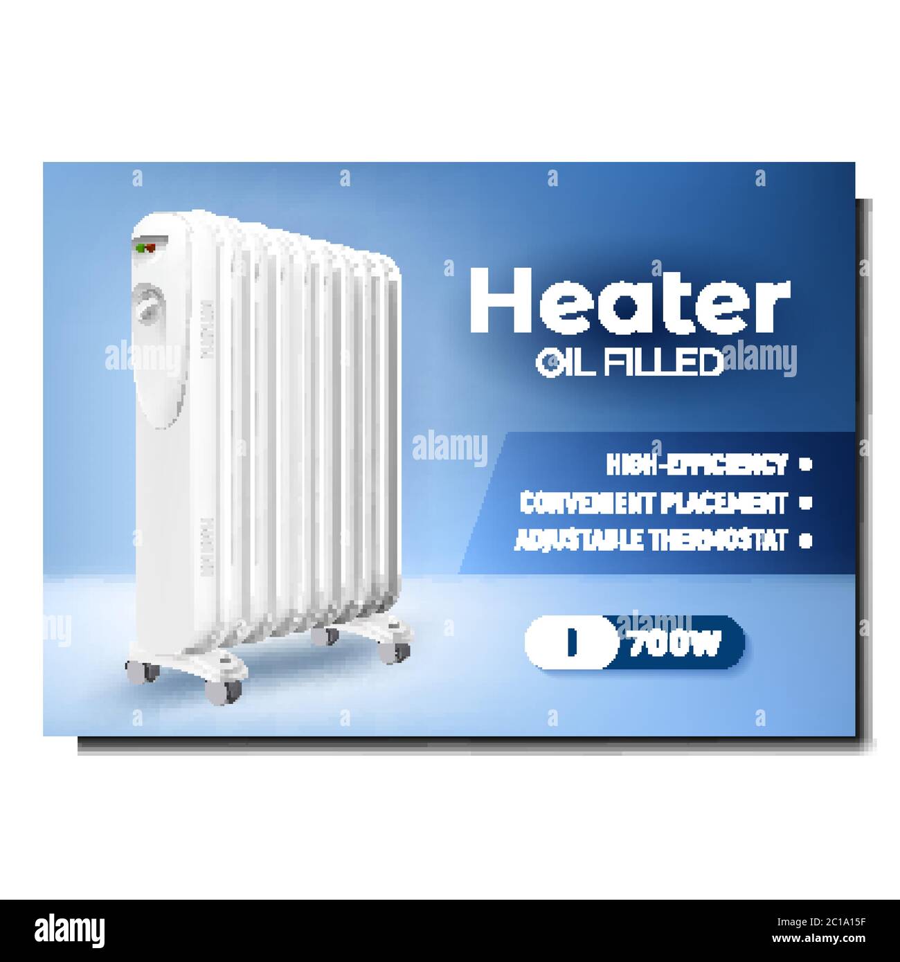 Heater Oil Filled Appliance Promo Banner Vector Stock Vector Image ...
