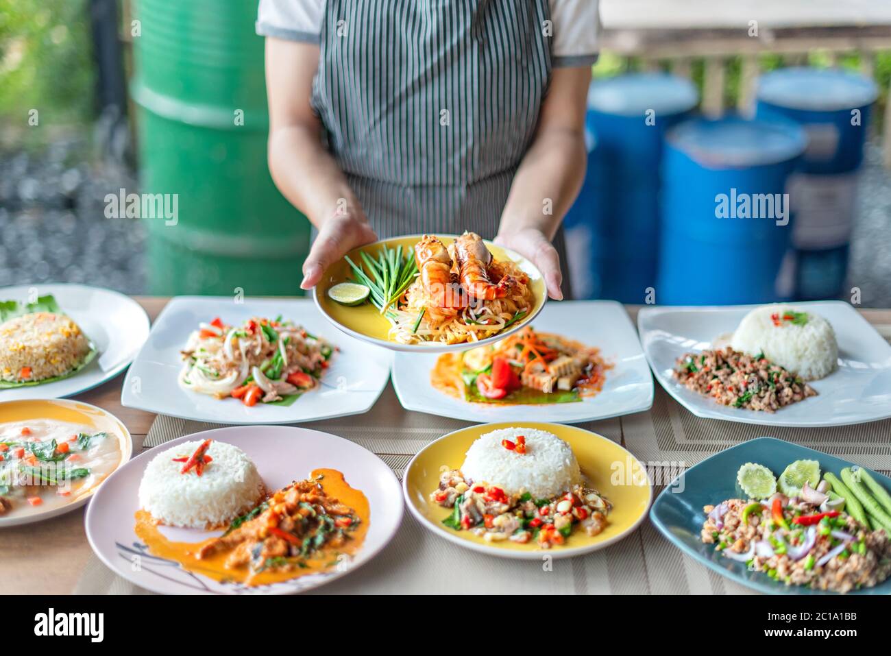 full set of asian food on table ready to eat Stock Photo - Alamy
