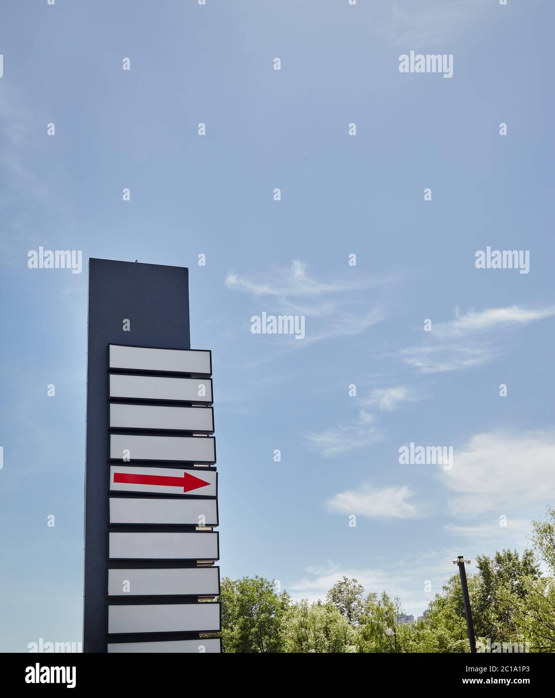 Black metal pole pointer,road sign. Empty sign pointers with a space ...