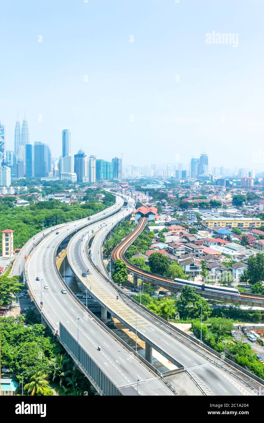 aerial view of elevated road and modern buildings Stock Photo - Alamy