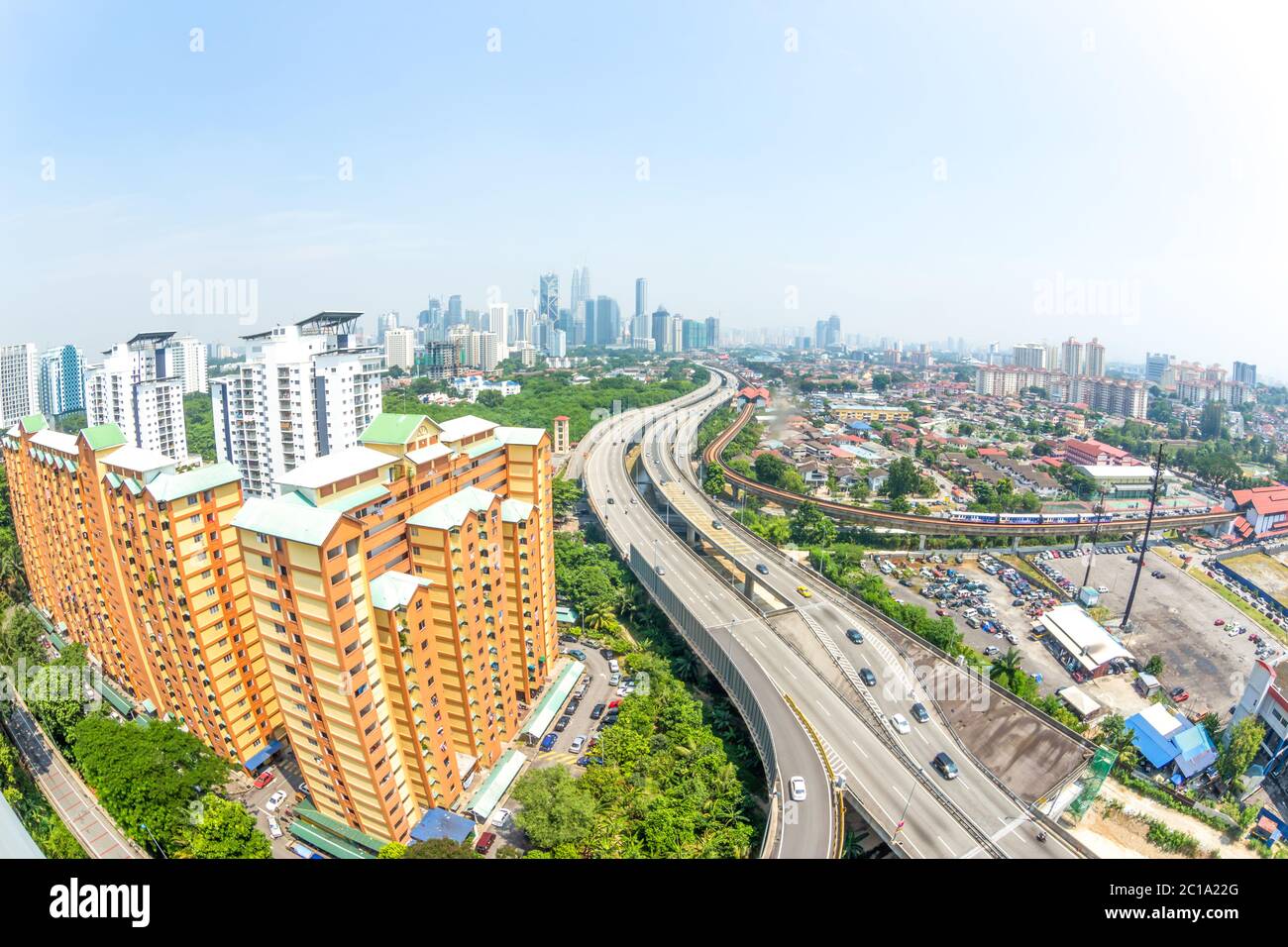 aerial view of modern residential buildings and elevated road Stock ...