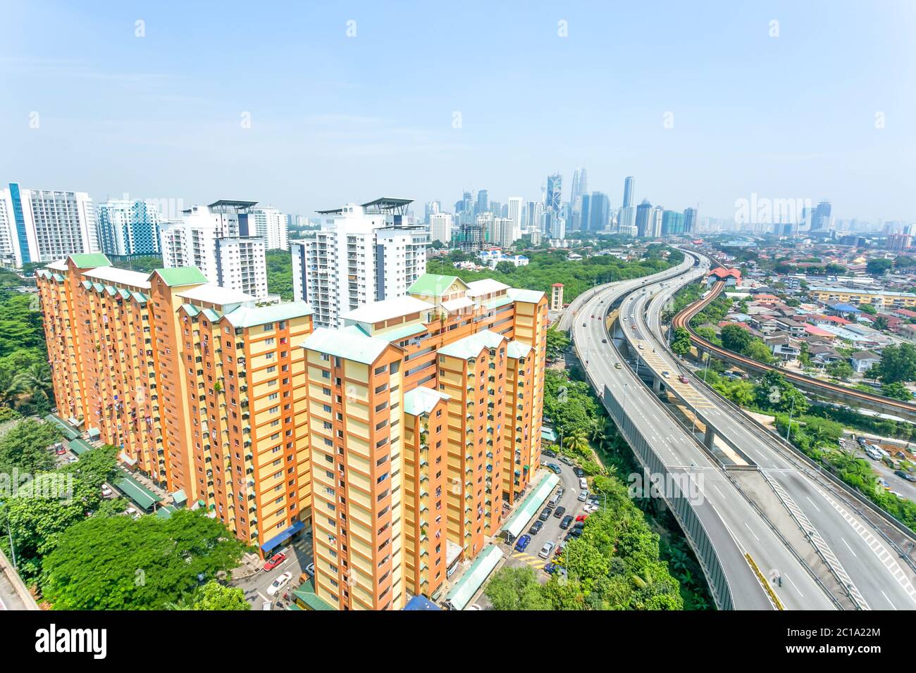 aerial view of modern residential buildings and elevated road Stock ...