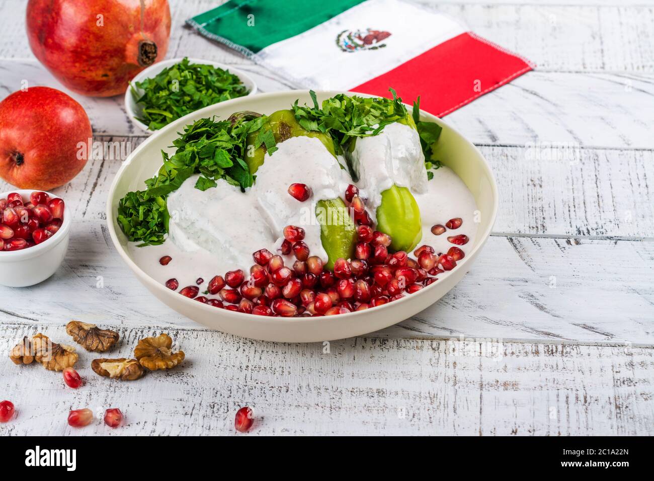 Chiles en nogada, mexican food Stock Photo - Alamy