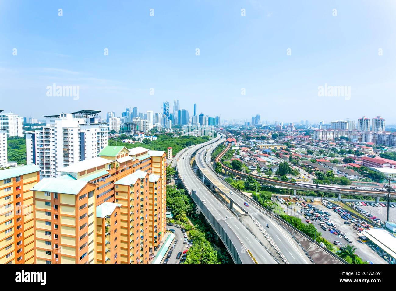 aerial view of modern residential buildings and elevated road Stock ...