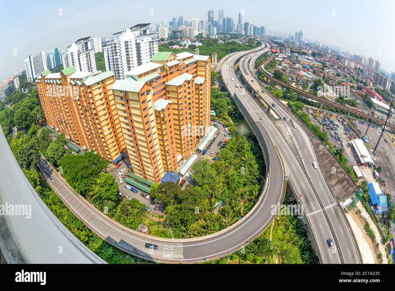 aerial view of modern residential buildings and elevated road Stock ...