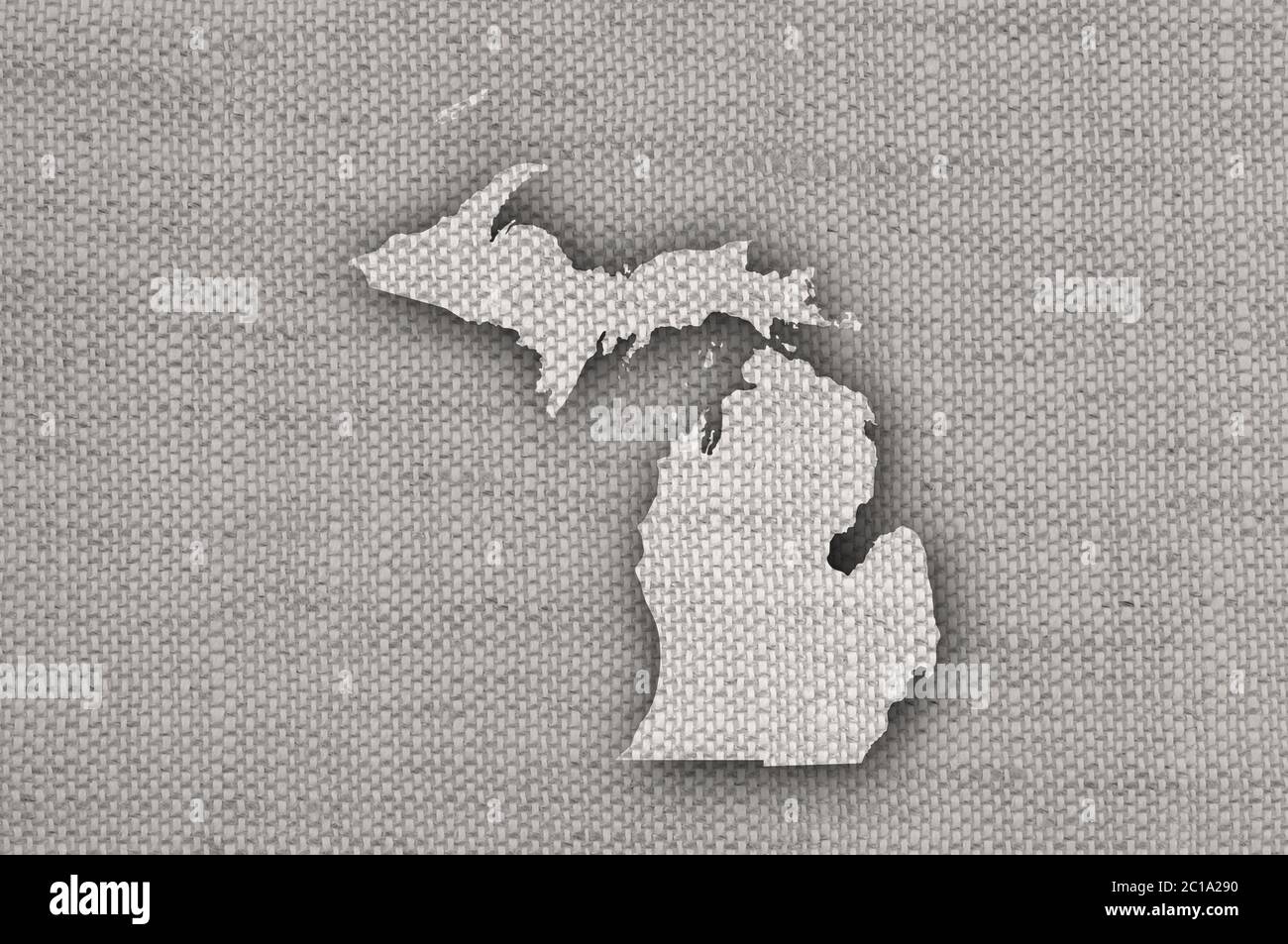 Map of Michigan on old linen Stock Photo - Alamy