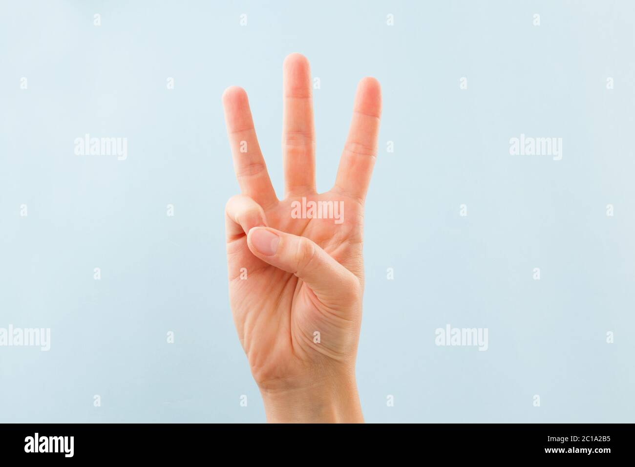 American sign language W Stock Photo - Alamy