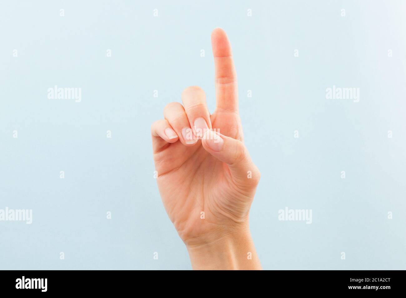 American sign language D Stock Photo - Alamy
