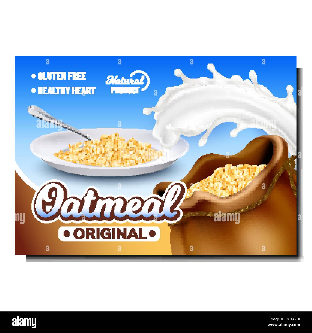 Oatmeal Breakfast Bright Promotional Poster Vector Stock Vector Image ...