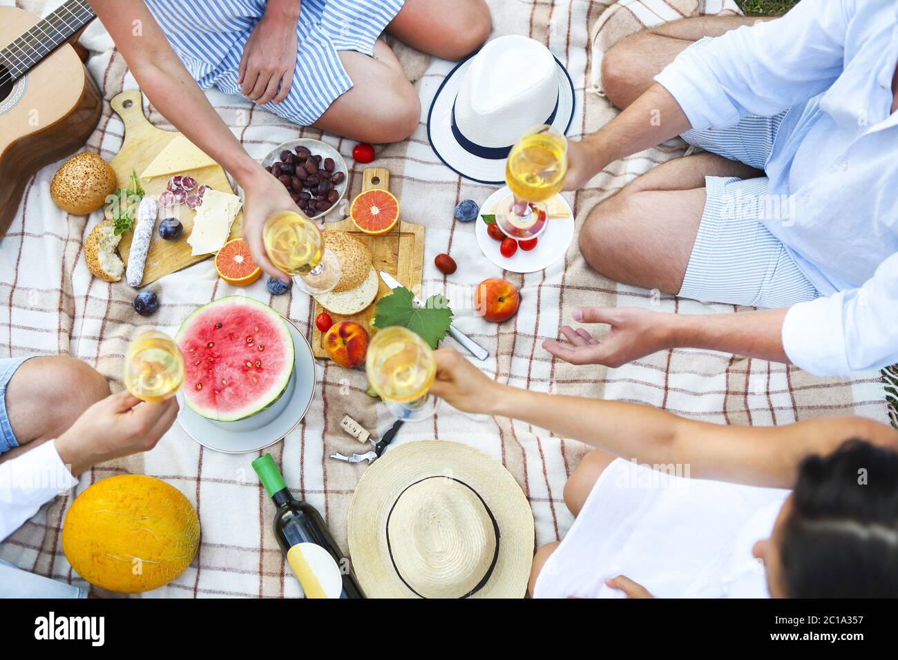 Wine top view picnic hi-res stock photography and images - Alamy
