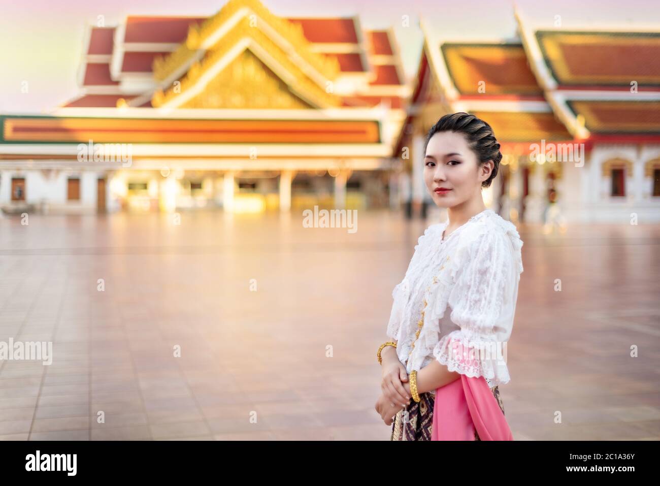 Portrait of beautiful woman in traditional asian dresses Stock Photo ...