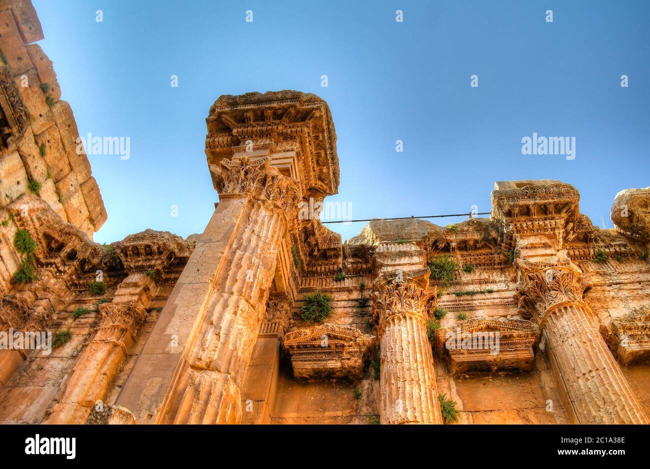 Temple of bacchus in ancient city of baalbek hi-res stock photography ...