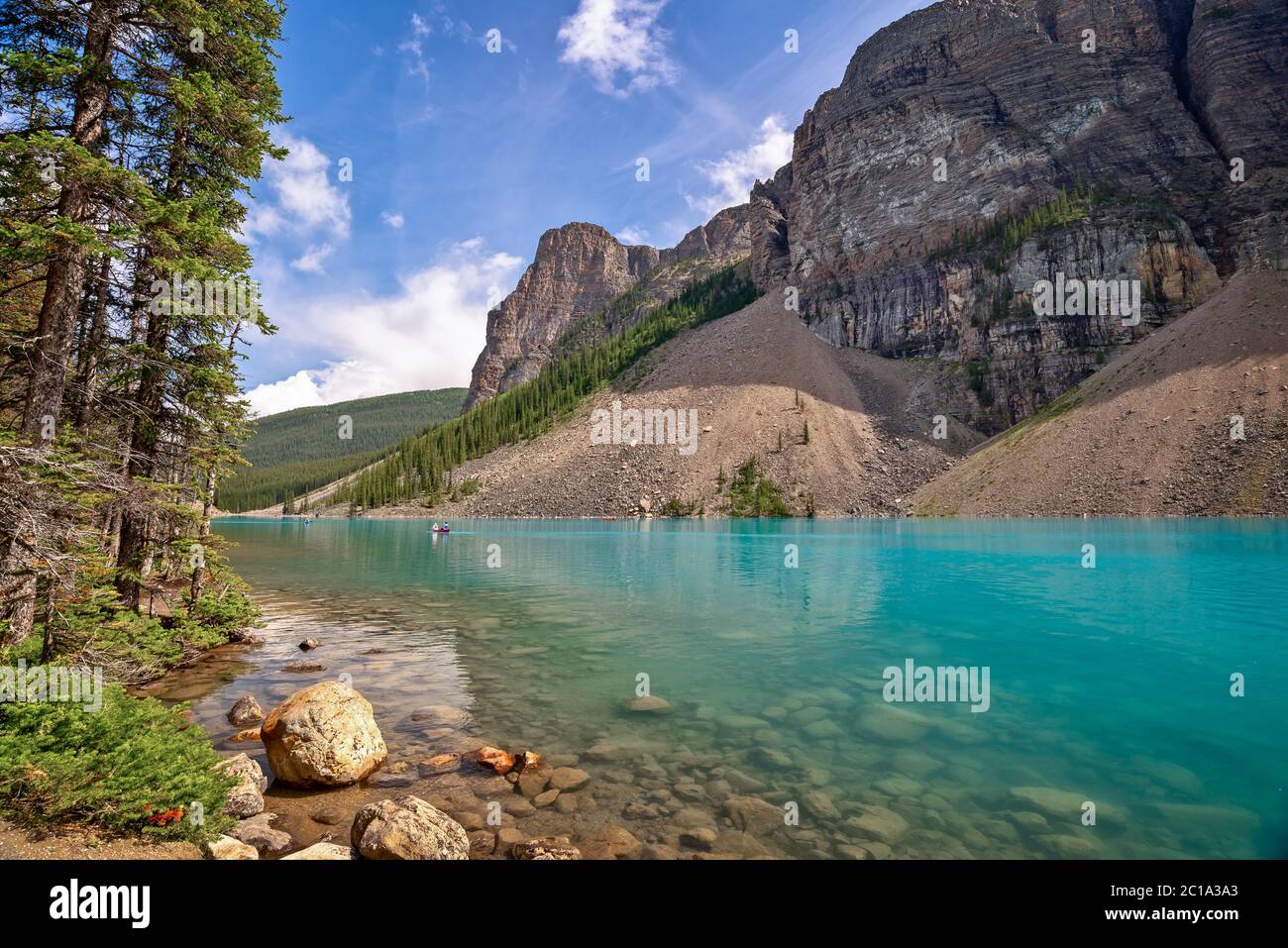 Moraine lake near Lake Louise village in Banff National Park, Alberta, Rocky Mountains, Canada ...