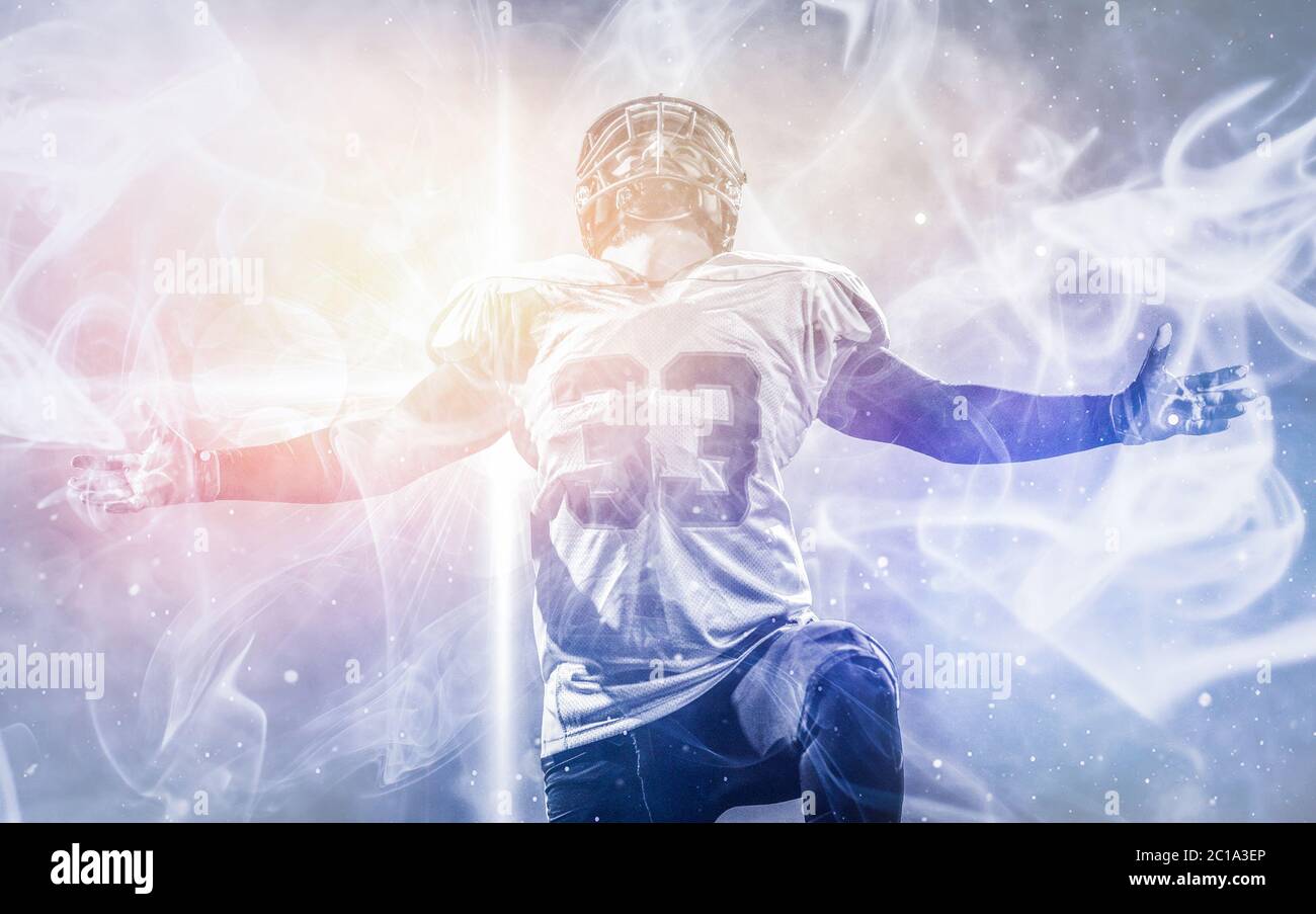 american football player celebrating after scoring a touchdown Stock ...