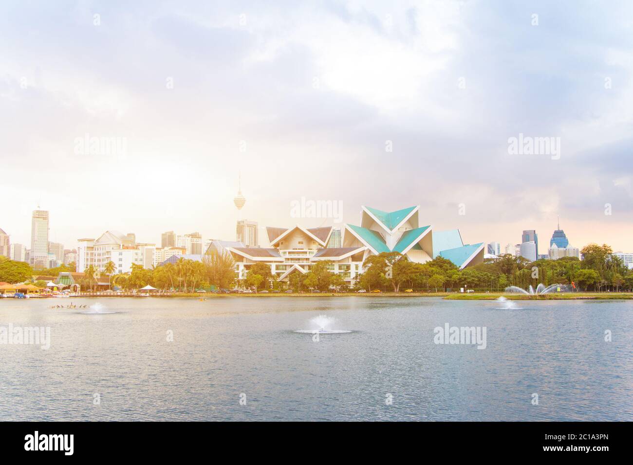 modern buildings near water in modern city Stock Photo - Alamy