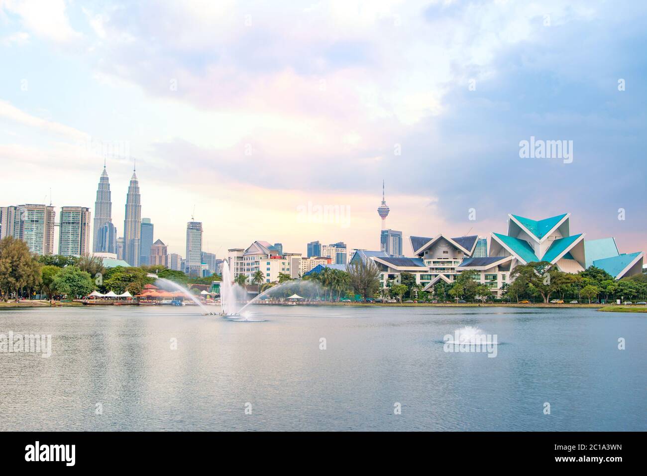 modern buildings near water in modern city Stock Photo - Alamy