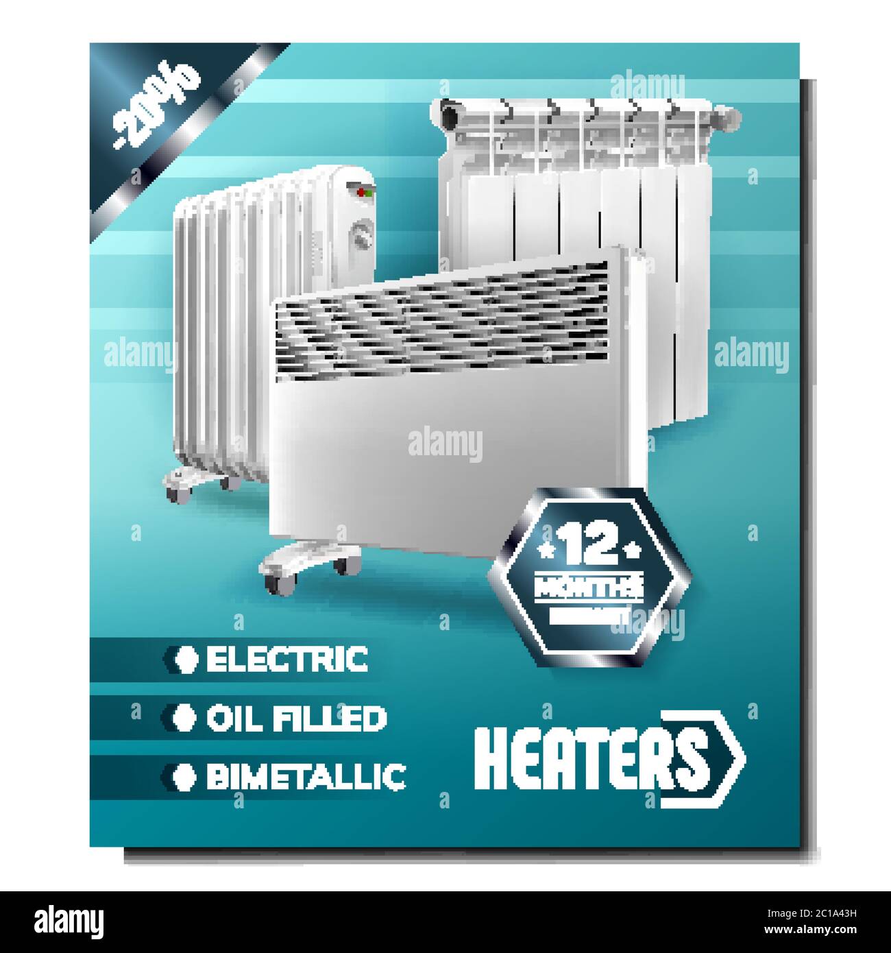 Heaters Domestic Equipment Promo Poster Vector Stock Vector Image & Art ...