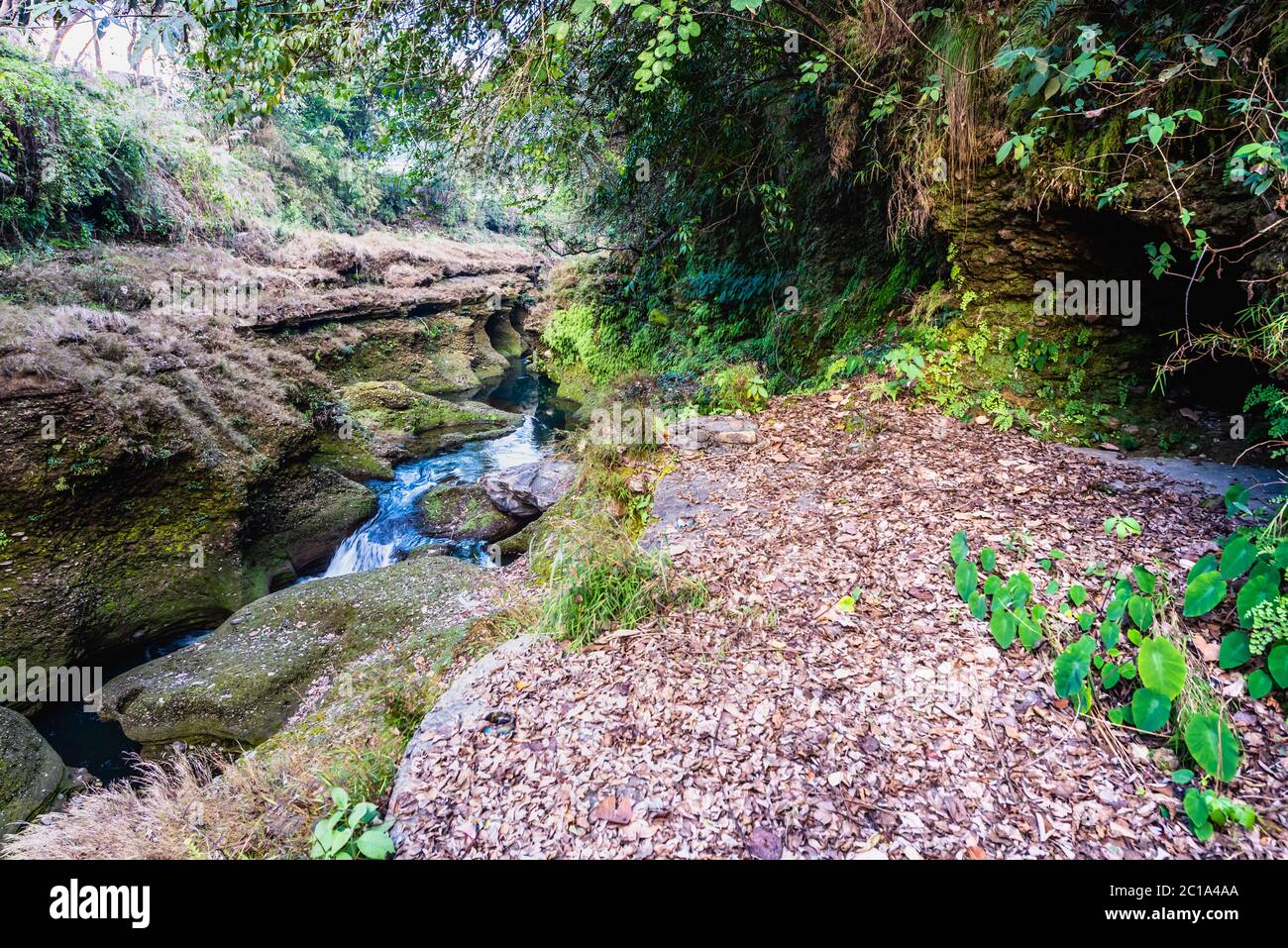 Waterfalls and gorge Pokhara Nepal Stock Photo - Alamy