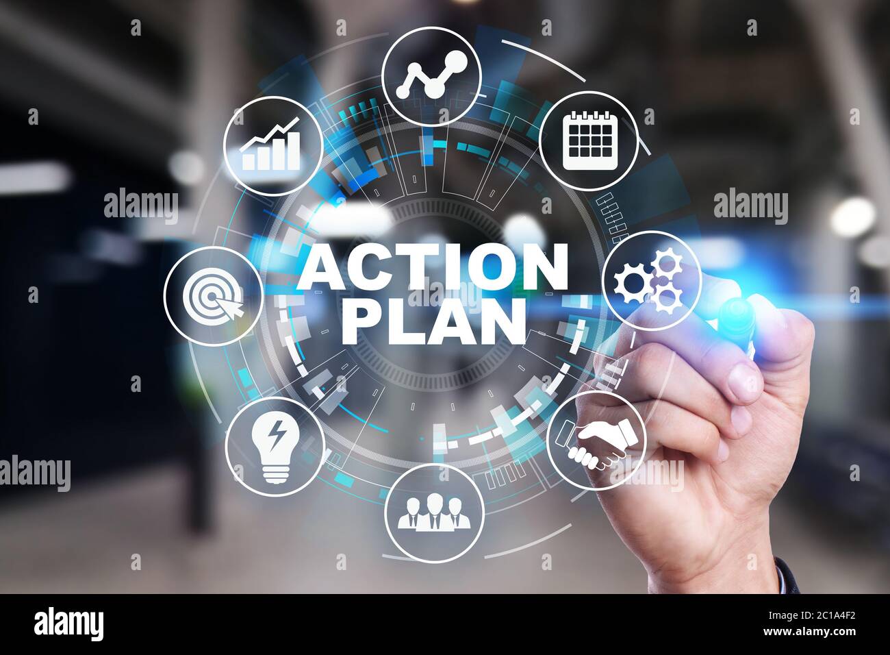 Action plan, business strategy, time management concept on virtual ...