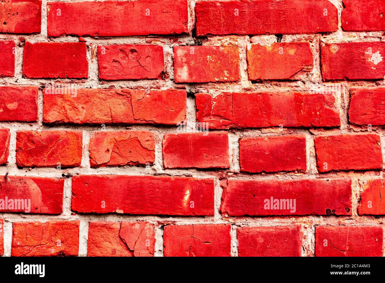 Red Brick wall for background or texture. Weathered texture of stained ...
