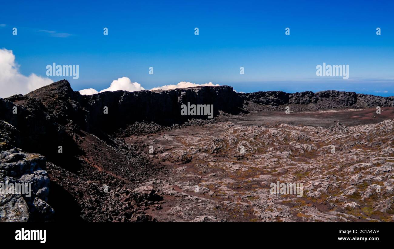 Panorama inside caldera of Pico volcano, Azores, Portugal Stock Photo ...