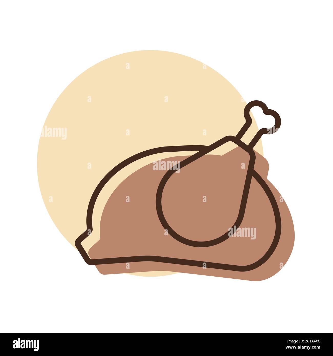 Whole roast chicken vector icon food meat. Barbecue and bbq grill sign ...