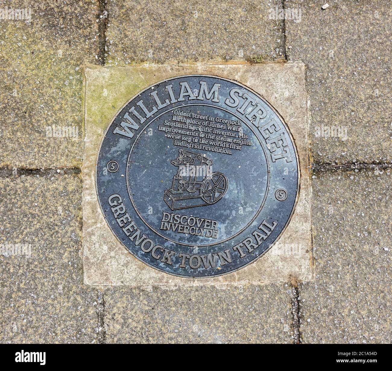 Greenock Town Trail William Street James Watt Metal Pavement Marker ...