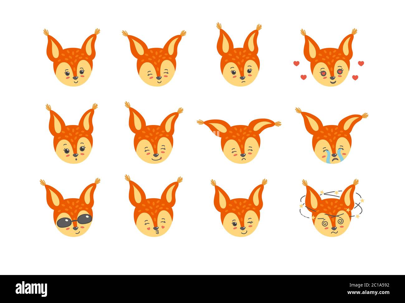 Colorful set of emotions. Cute, happy, sad, amused, crying and other ...