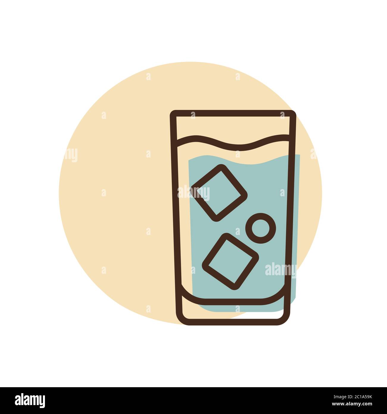 Glass of water with ice vector icon. Graph symbol for cooking web site ...