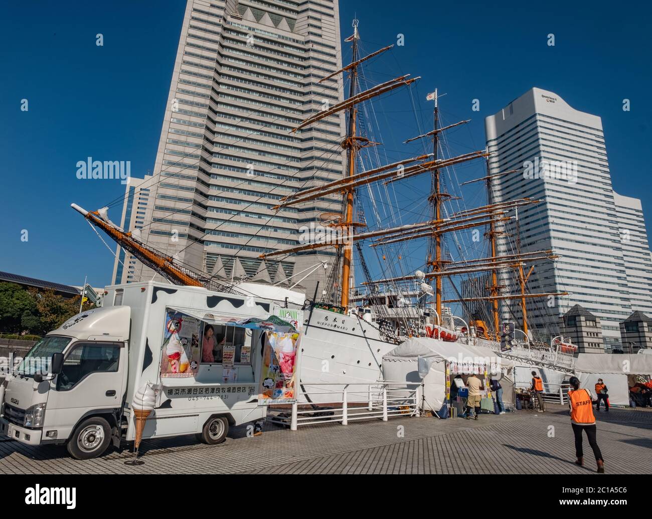 Nippon Maru former training ship at Yokohama waterfront, Japan Stock ...
