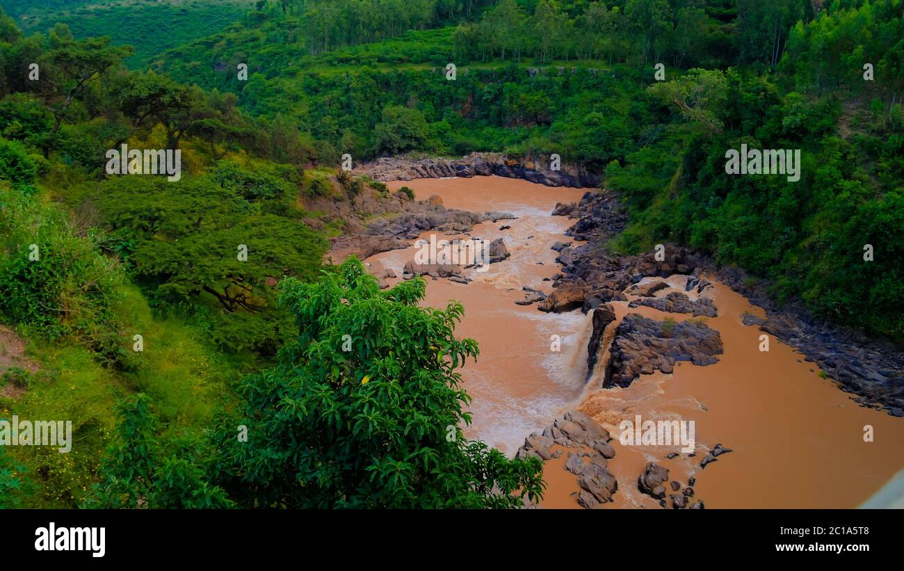 Panorama of rapids and waterfall at Awash river in Ethiopia Stock Photo ...