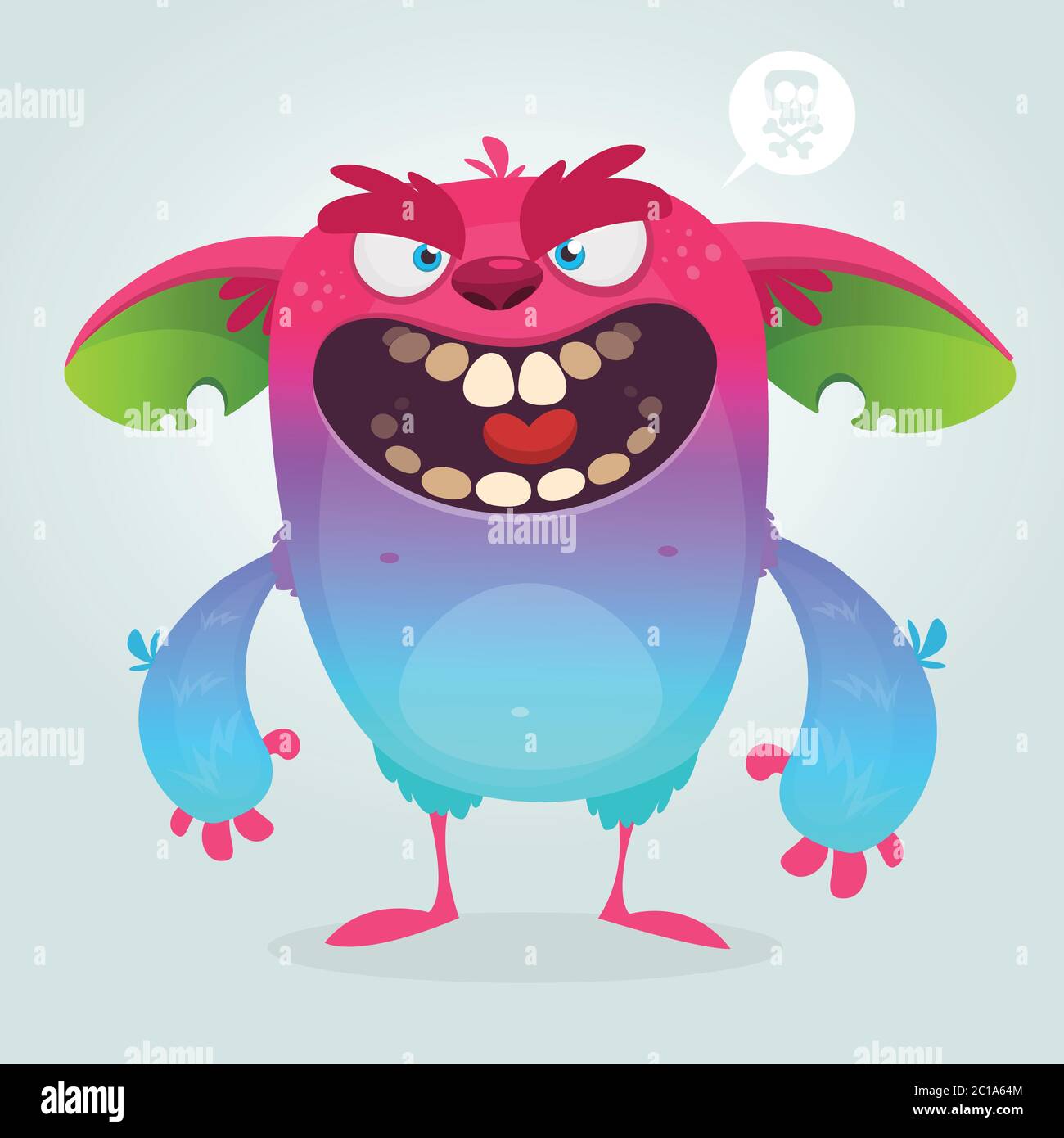 Cute furry blue monster monster. Vector isolated Stock Vector Image ...
