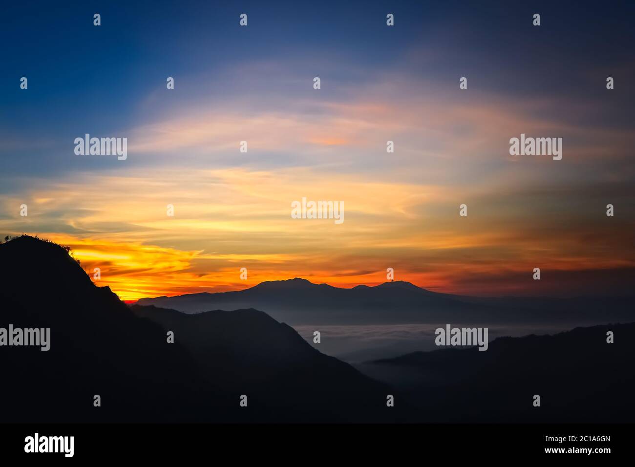 Dawn over Gunung Bromo in Java Stock Photo - Alamy