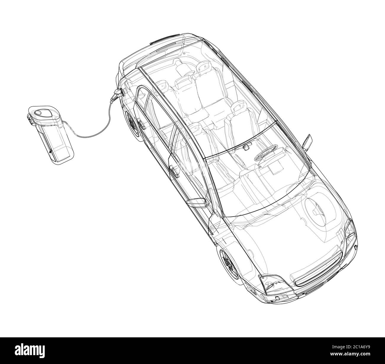 Electric Vehicle Charging Station Sketch. Vector Stock Vector Image ...