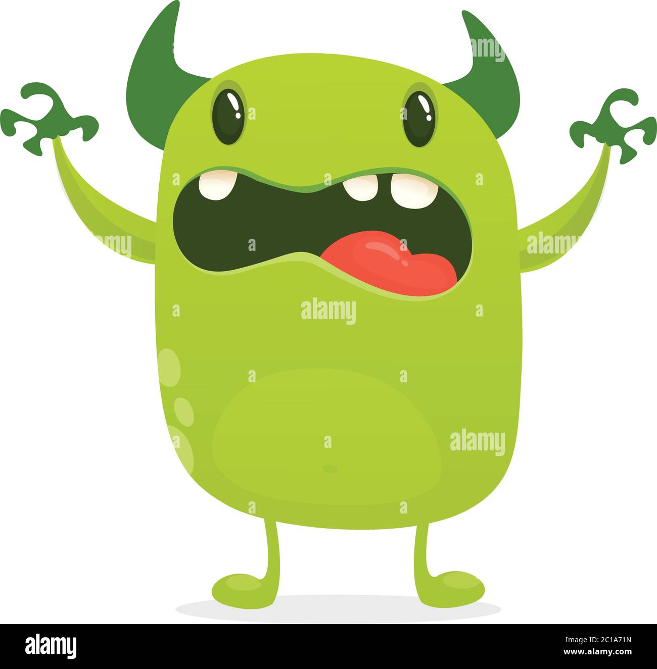 Angry cartoon green monster. Big collection of cute monsters for ...