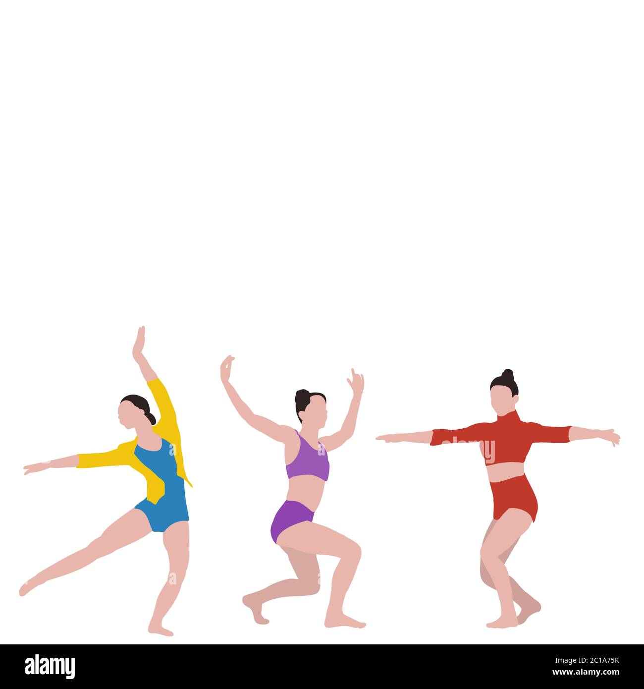 a white background, without face, in a flat style, girls dance Stock ...