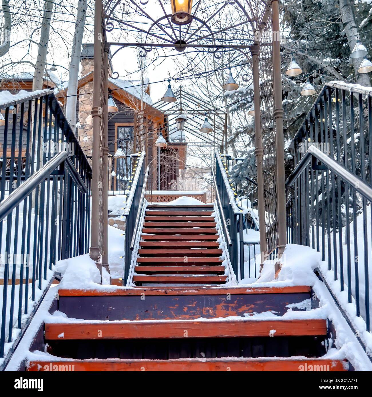 Close up snow on stairs hi-res stock photography and images - Alamy
