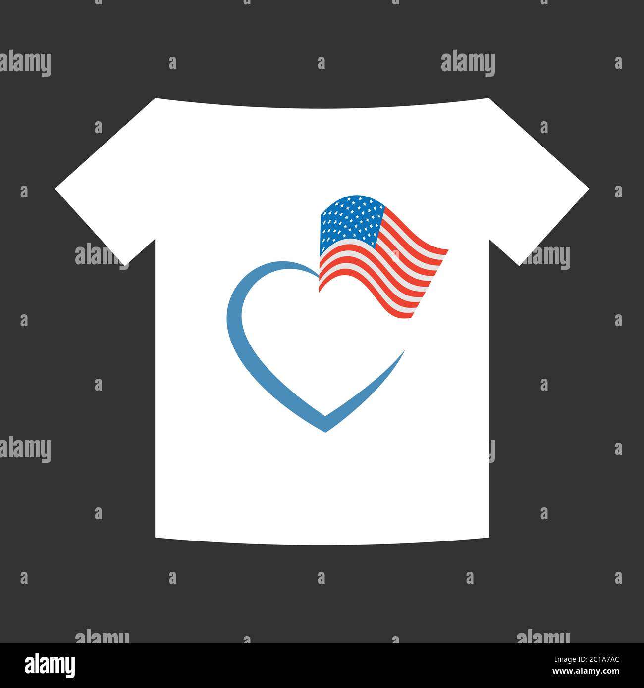 White T-Shirt with the heart and USA flag Stock Vector Image & Art - Alamy