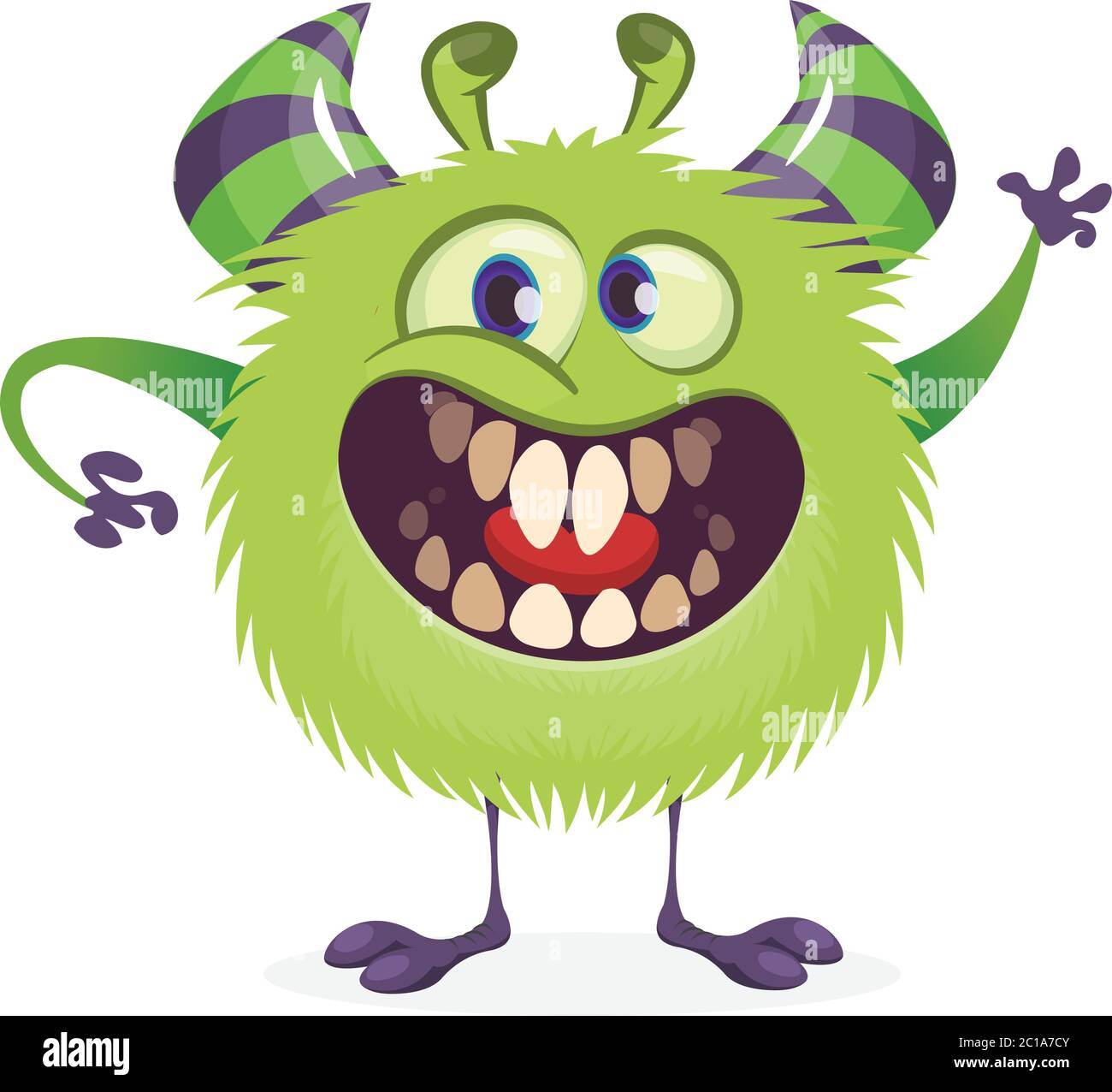 Angry cartoon green monster. Vector illustration of monster character ...