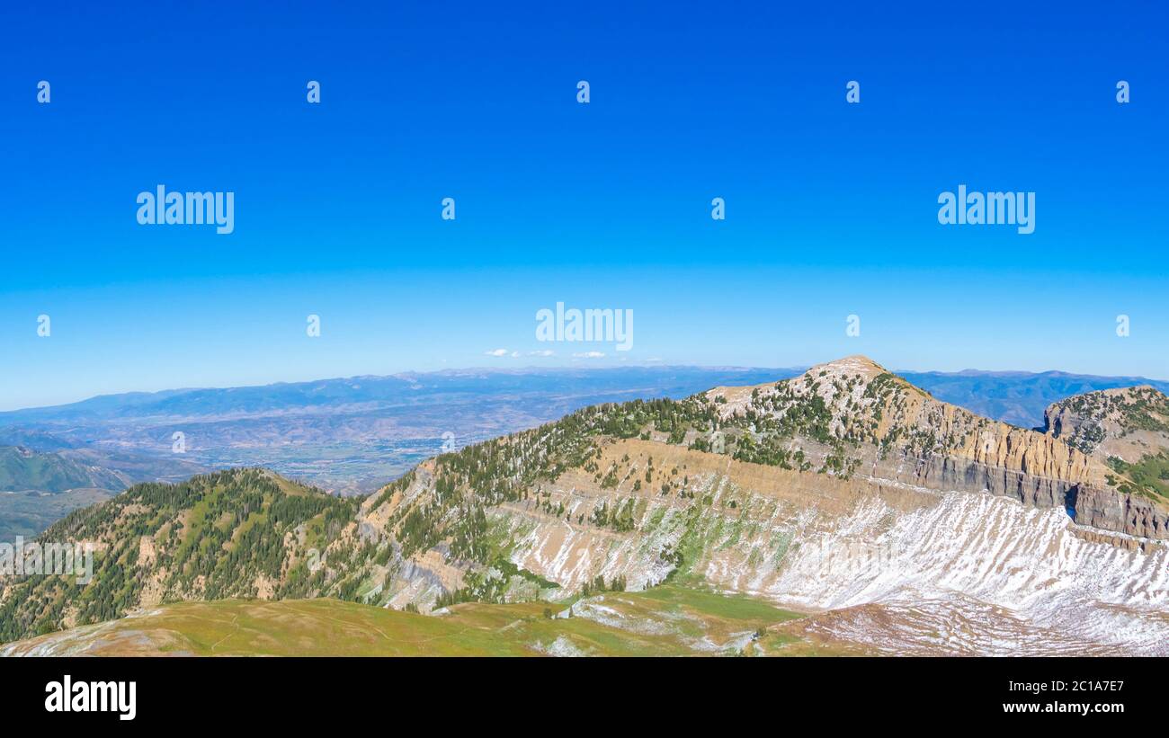 Panorama crop Summit of Mount Timpanogos, Utah, USA day light Stock ...