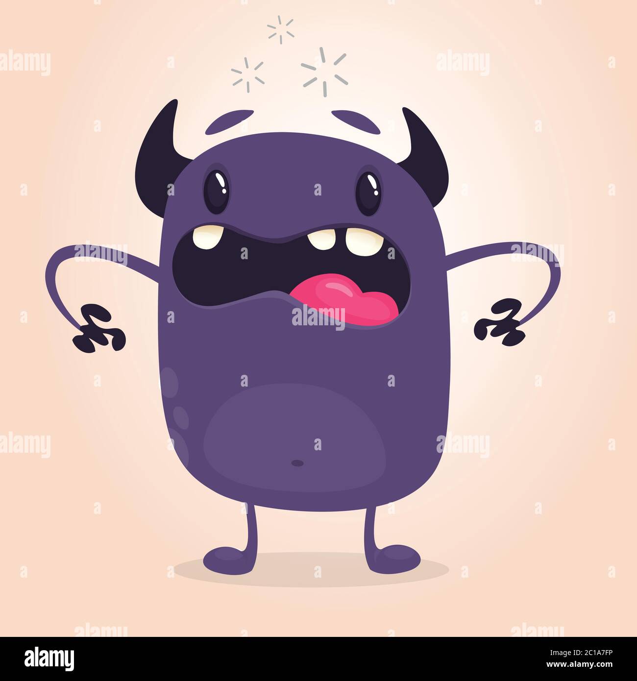 Angry cartoon black monster screaming. Yelling angry monster expression ...