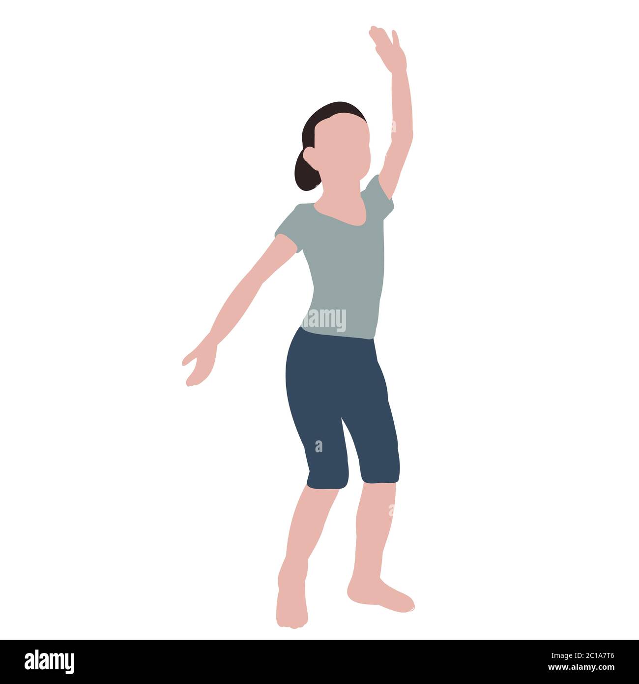 white background, without face, in a flat style, girl dancing Stock ...