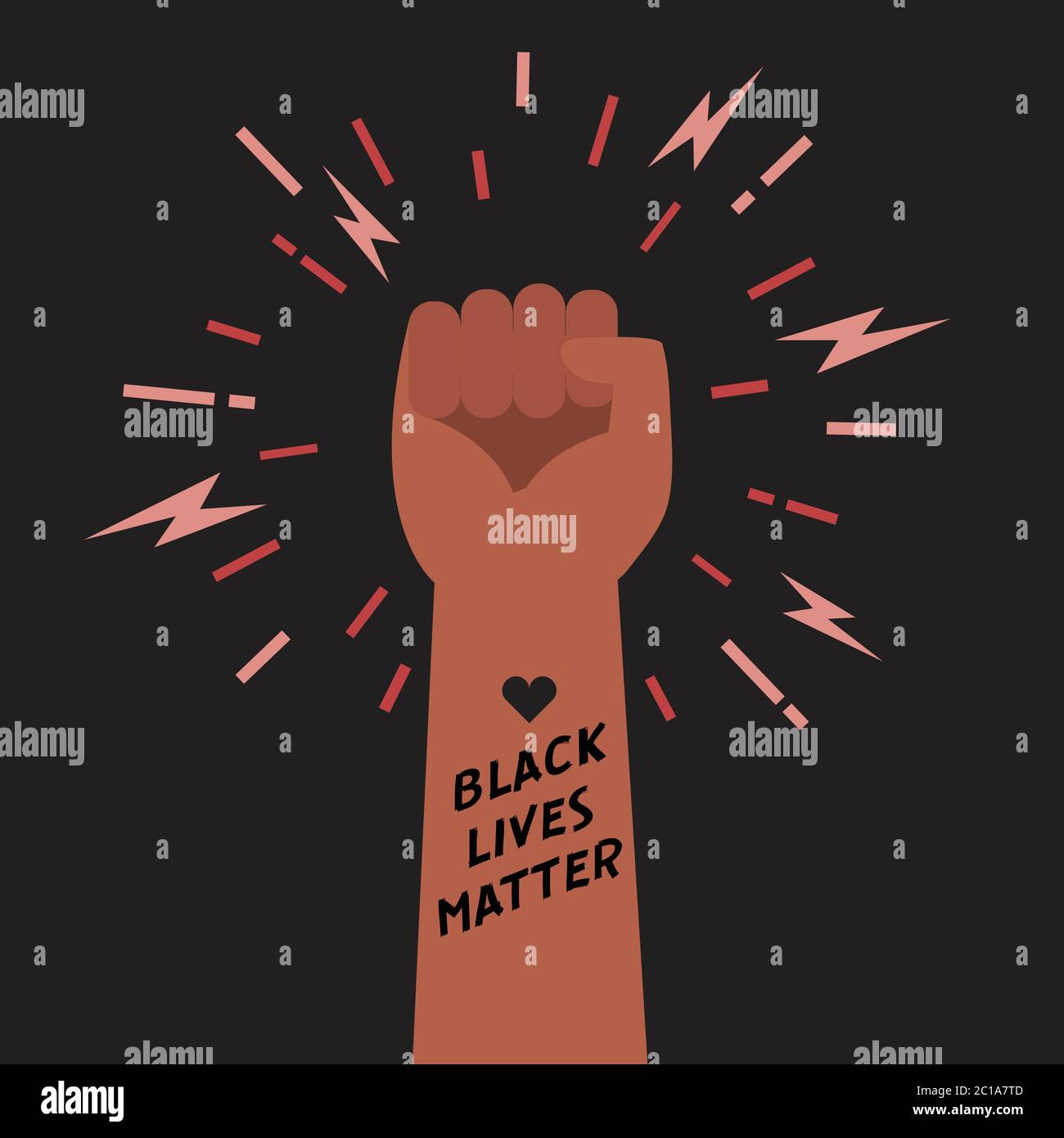 Black lives matter Hand fist illustration. Hand of man raised fist air ...