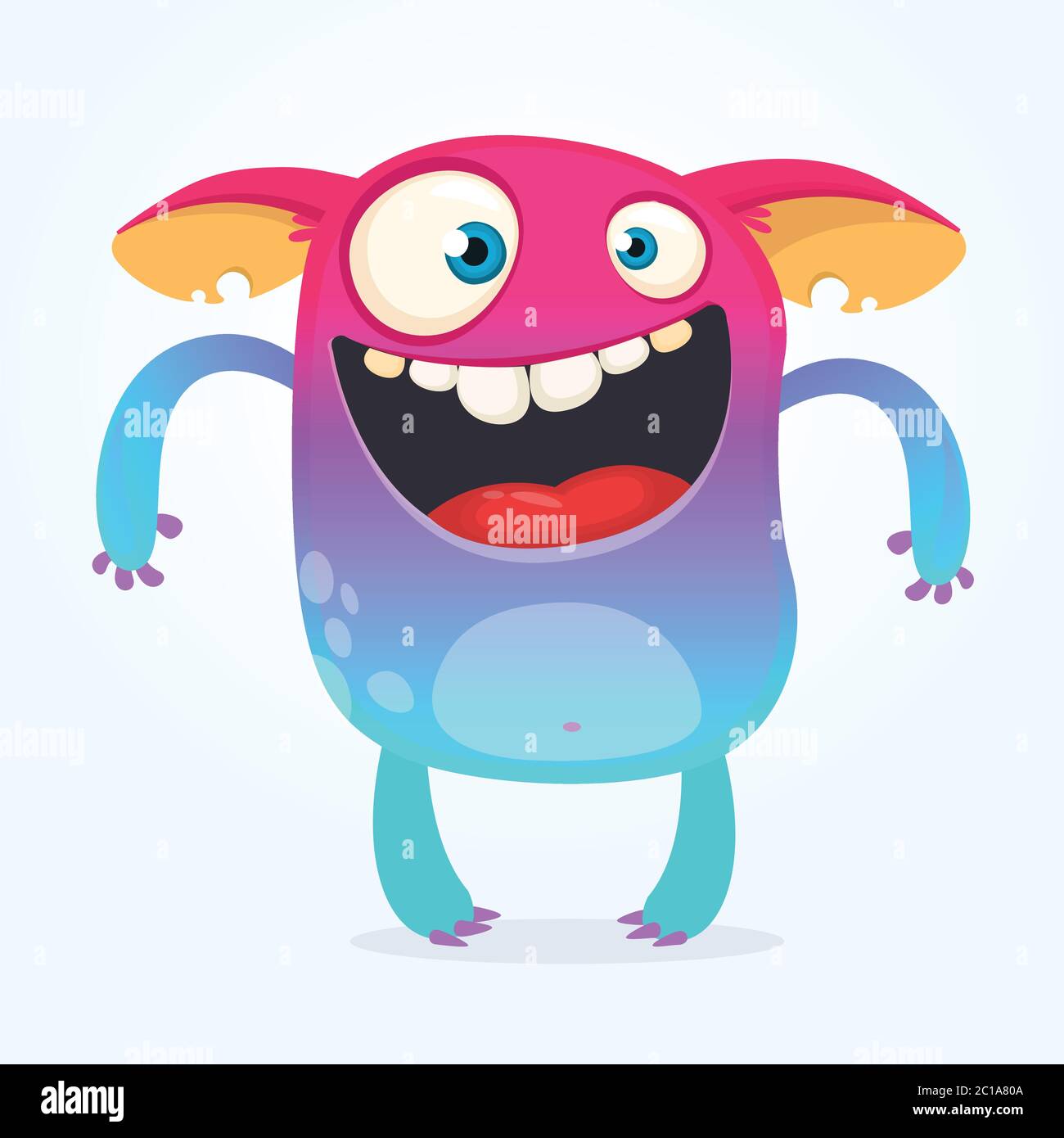 Cute furry blue monster. Vector bigfoot or troll character mascot ...