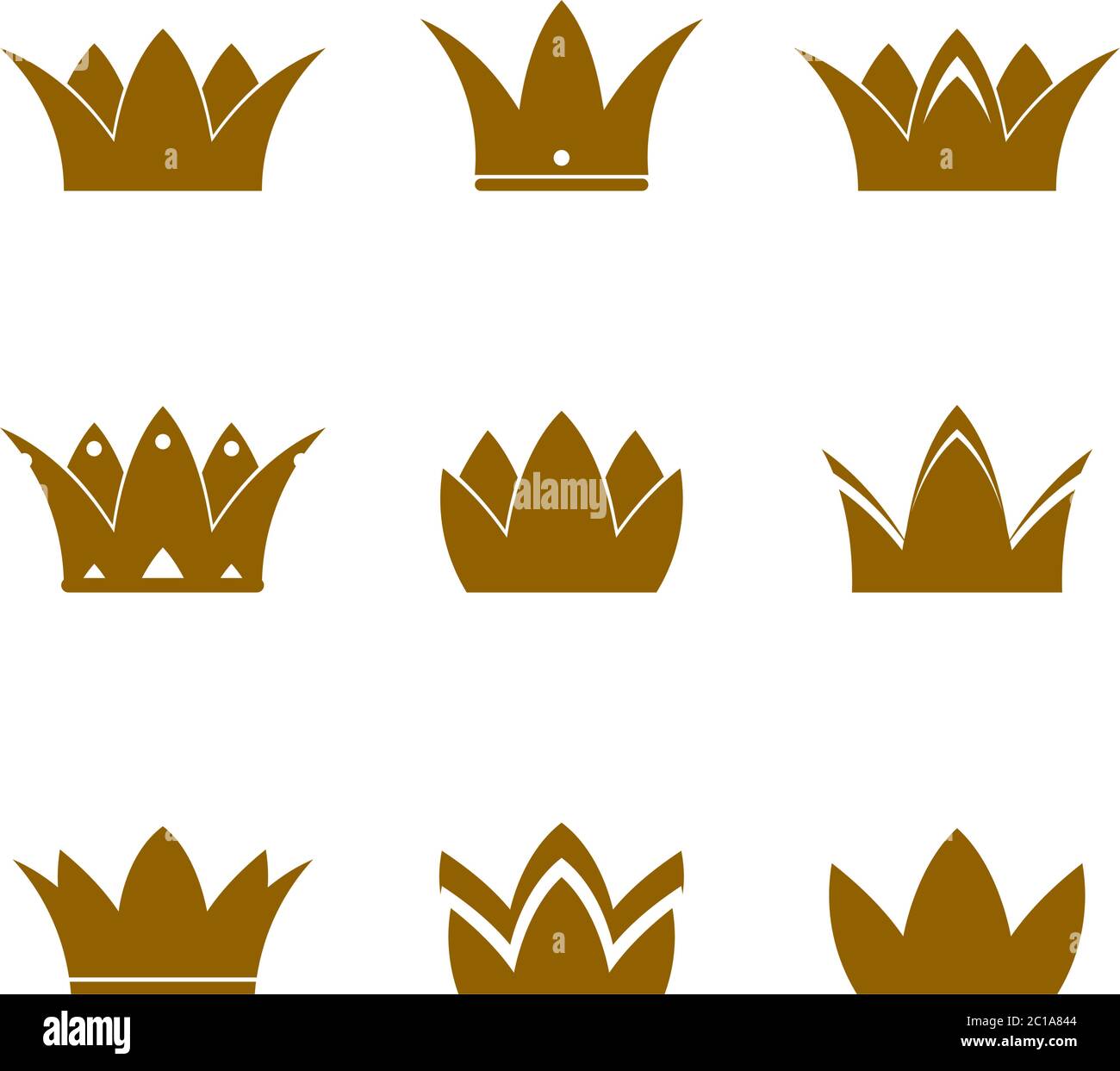 Big Set of vector king crowns icon on white background. Vector Illustration. Emblem and Royal ...