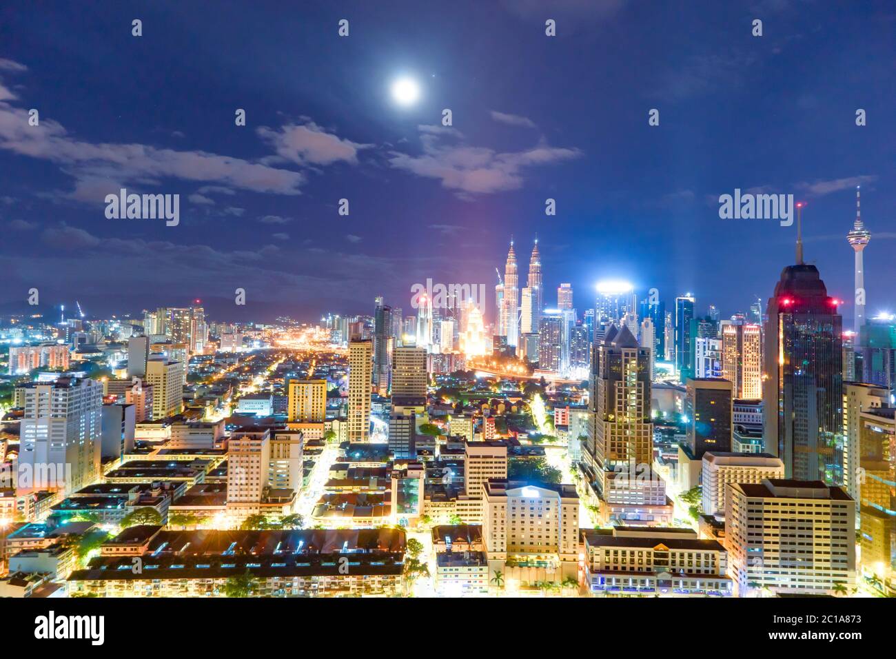 aerial view of modern city at night Stock Photo - Alamy