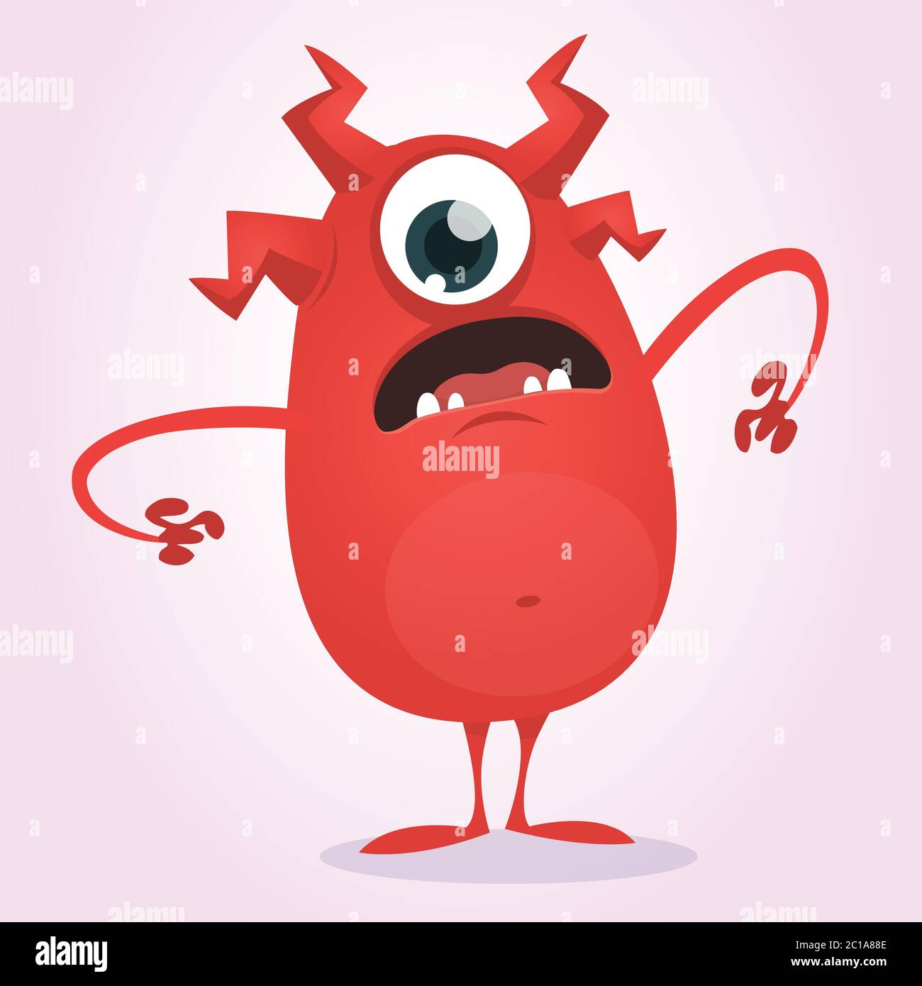 Scared cartoon one eyed monster. Halloween vector illustration. Design ...