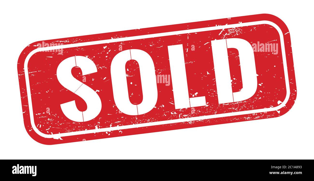 SOLD red rectangle grungy stamp Stock Photo - Alamy