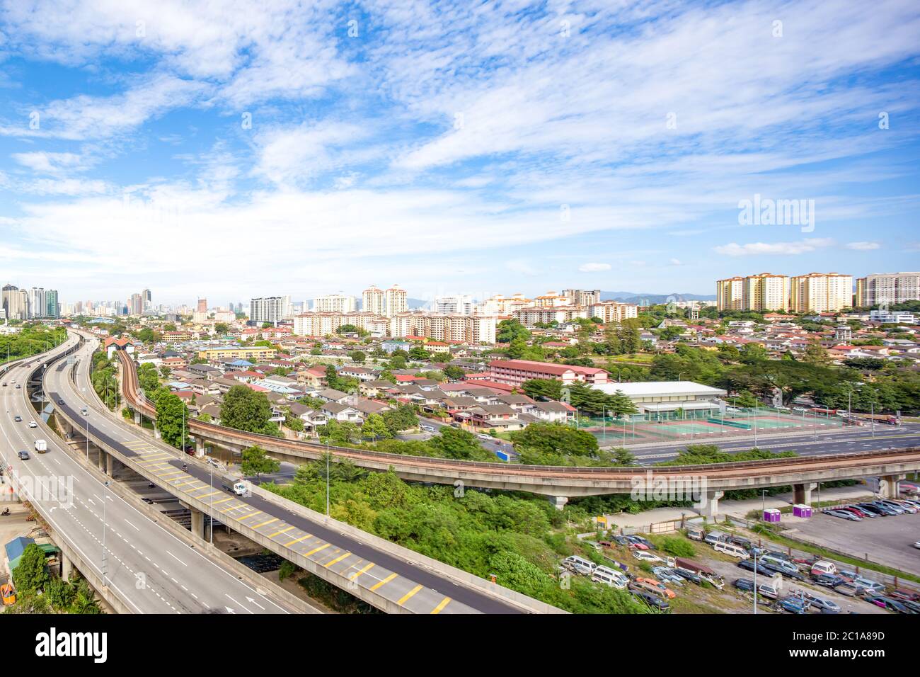 aerial view of elevated road in modern city Stock Photo - Alamy